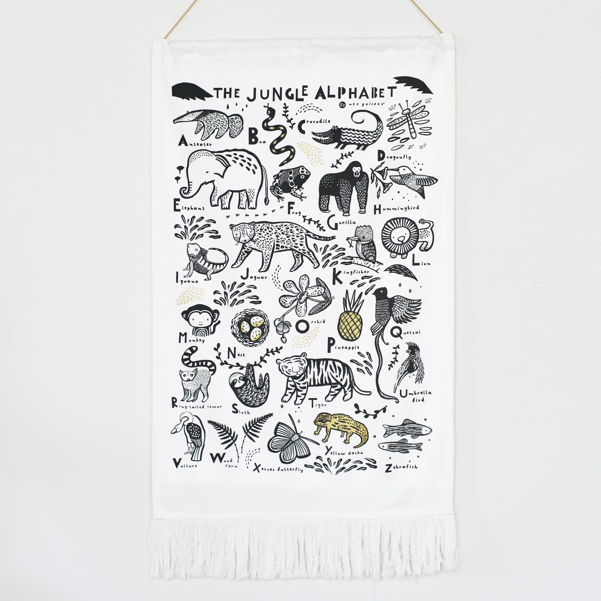 Wee Gallery Eco-Friendly Jungle Alphabet Printed Poster Tapestry Nurse ...