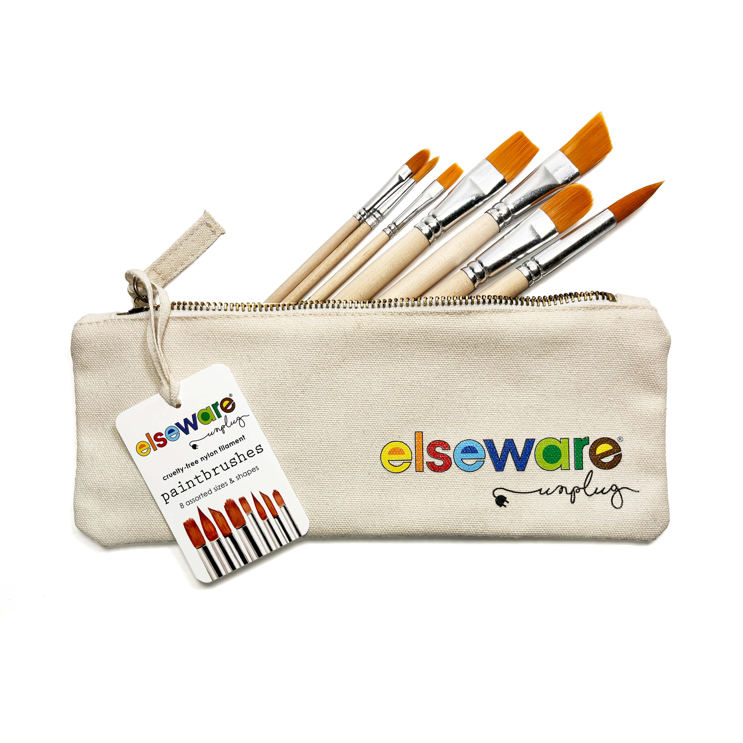 Paintbrush Set in Canvas Bag – 8 Assorted Sizes – Nature Kids Co.